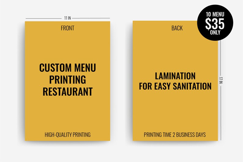 10 Menu Restaurant Printing Lamination - Etsy