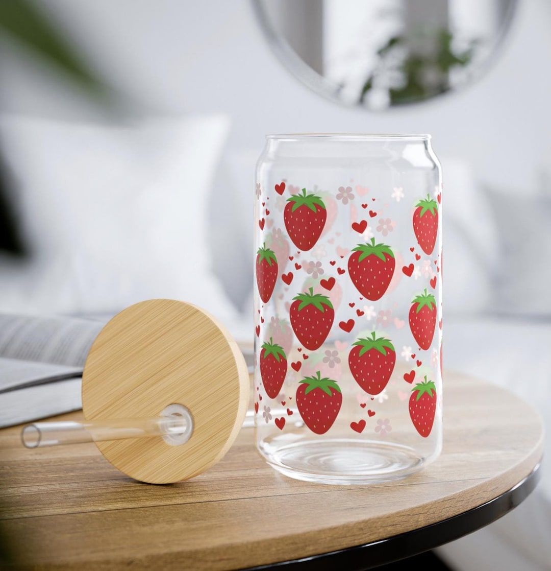 Strawberry Hearts SVG, BERRY HEARTS Wrap for 16oz Can Glass, Fruit ...