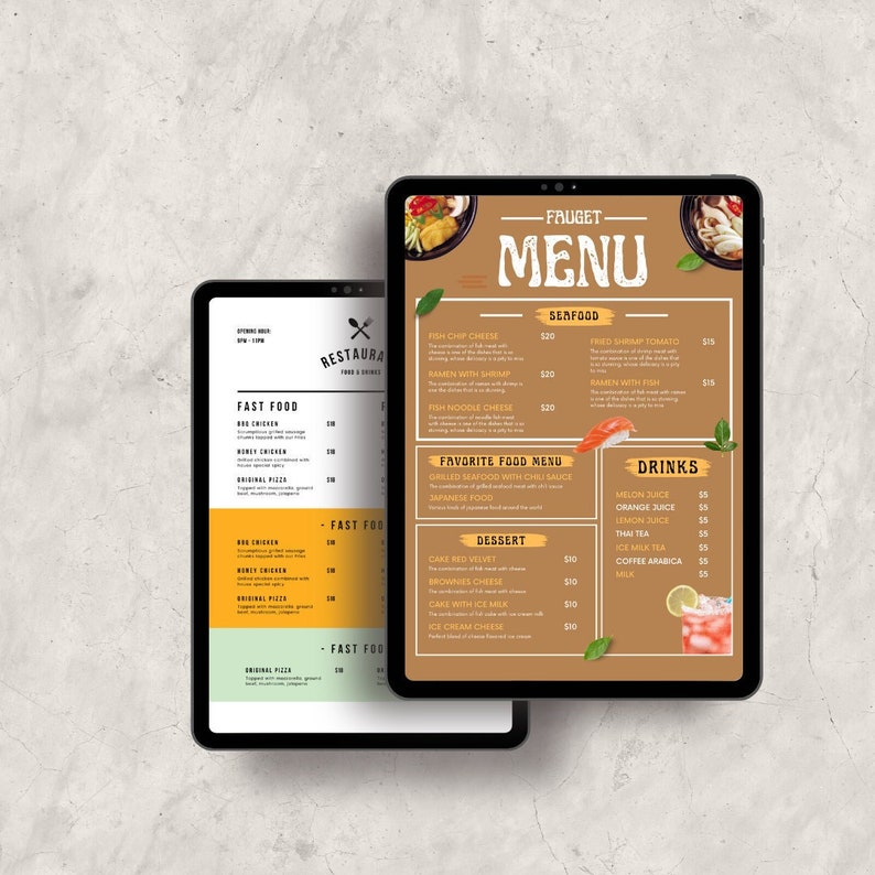 Printable Restaurant Menu Template, Wedding Menu Template, Thai Menu ...