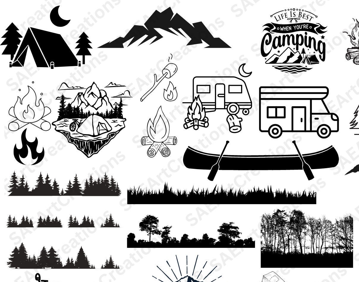 CAMPING SVG Bundle,tree Svg, Hunting, Camping Svg for Cricut, Whitetail ...