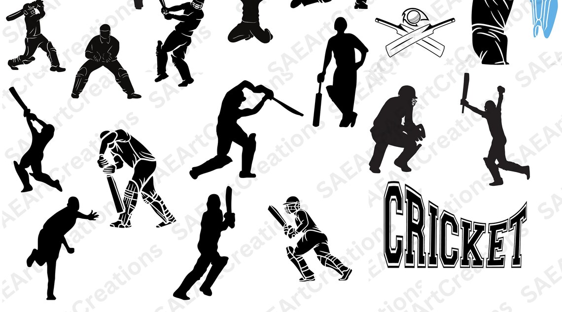 Cricket Silhouette Pack, Cricket SVG, PSL, Cricket, Cricket Bat ...
