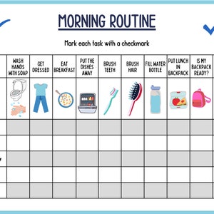 Kids Daily Responsibilities Chart Visual Morning/evening - Etsy