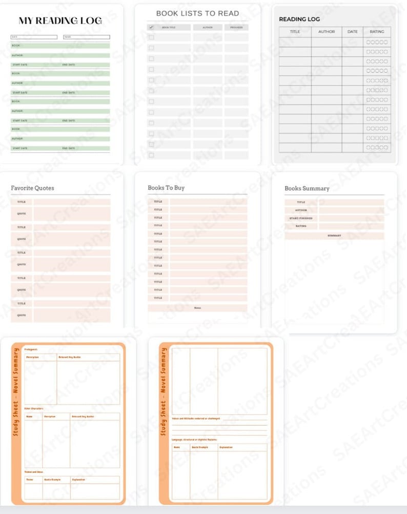 Printable Bookmark, Reading Log Tracker, Reading Journal, Reading ...