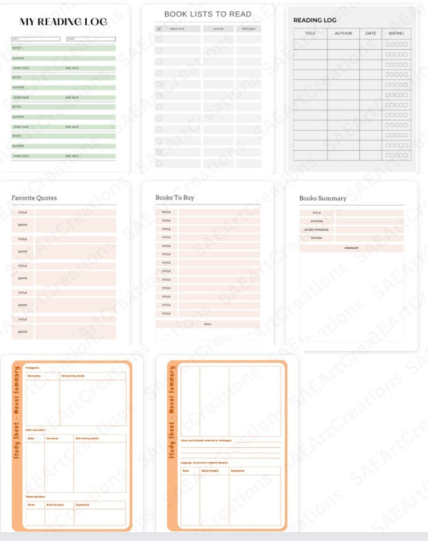 Printable Bookmark, Reading Log Tracker, Reading Journal, Reading ...