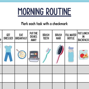 Kids Daily Responsibilities Chart Visual (Instant Download) - Etsy