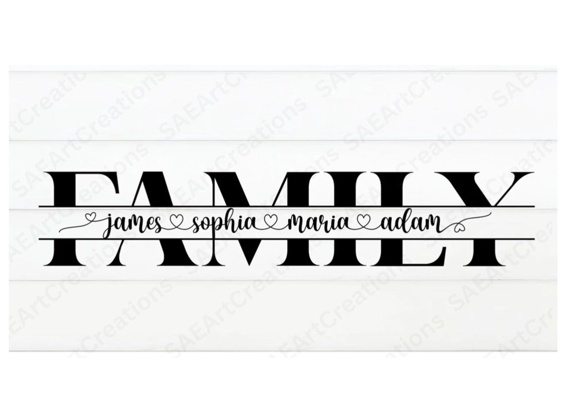 Family SVG, Family Split Name Frame Svg, Family Clipart, Family Cut ...