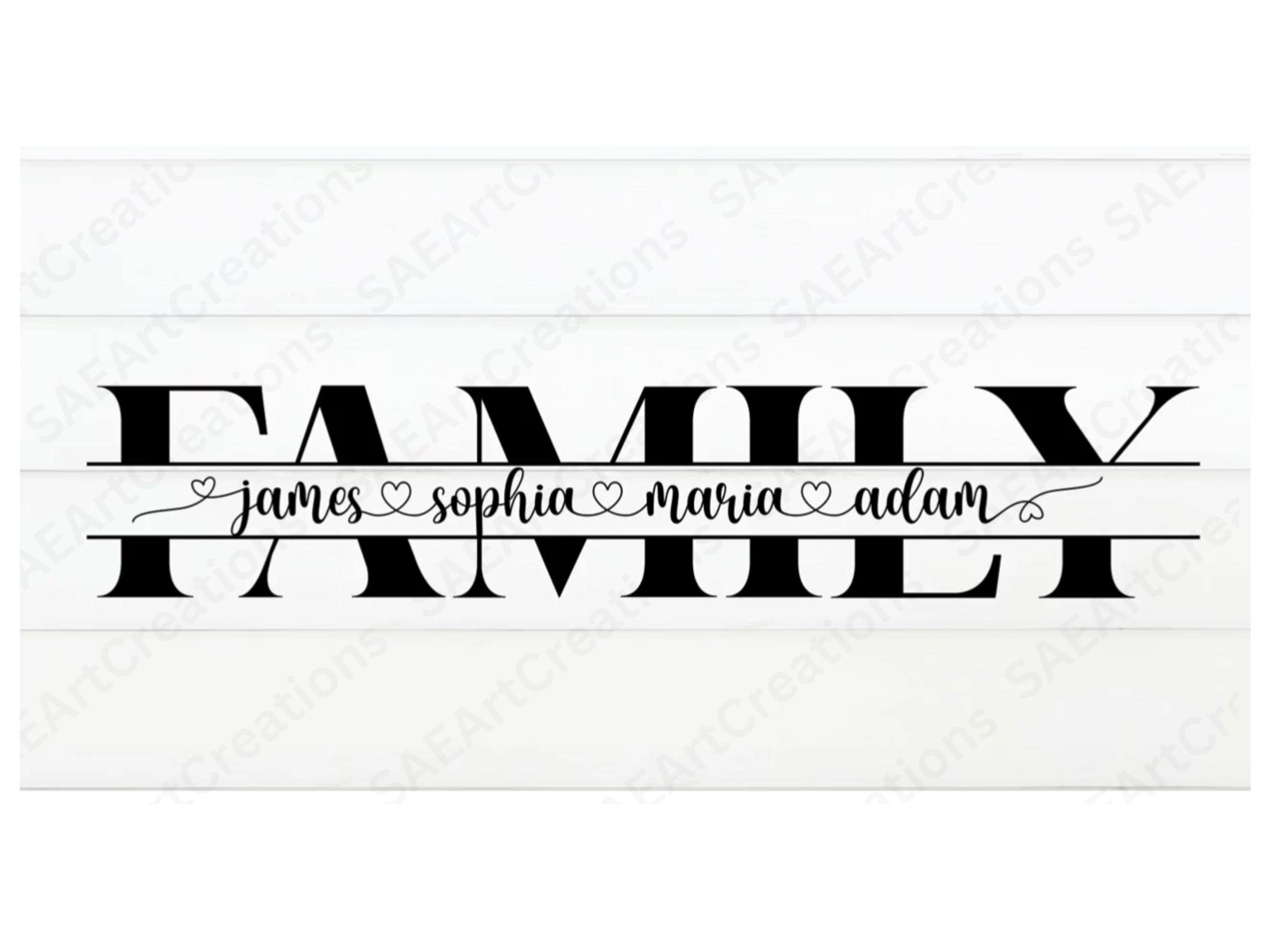 Family SVG, Family Split Name Frame Svg, Family Clipart, Family Cut ...
