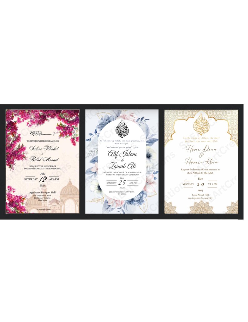 Muslim Wedding Invitation, Invitation Template, Nikkah, Walima, Shaadi ...