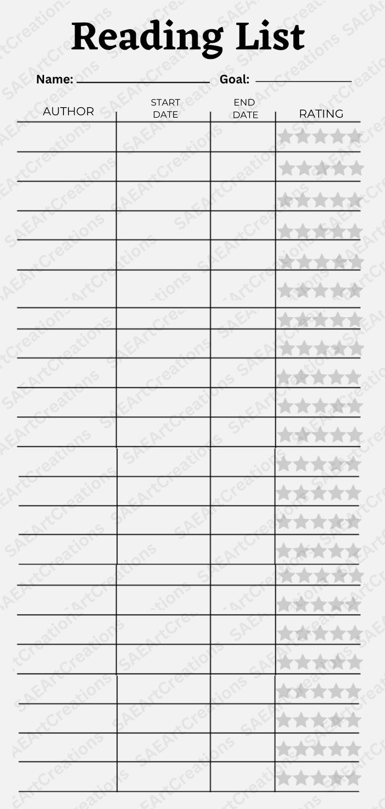 Library Card Bookmark Reading Log Star Rating Bookmark Library Reading ...