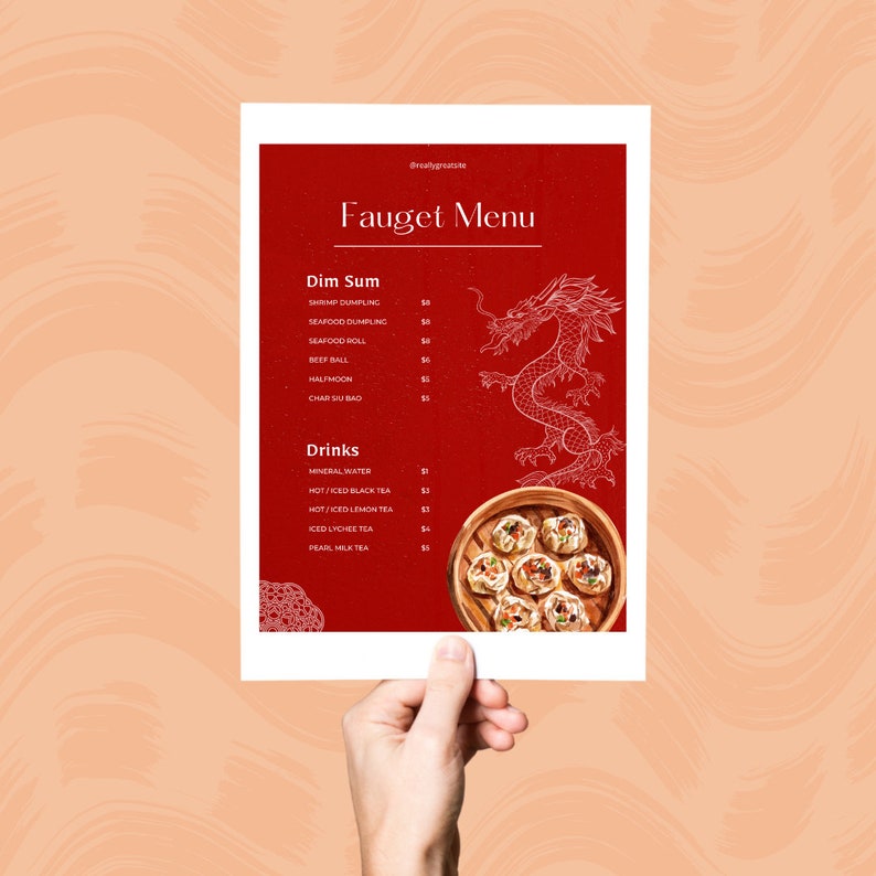 Printable Restaurant Menu Template, Wedding Menu Template, Thai Menu ...