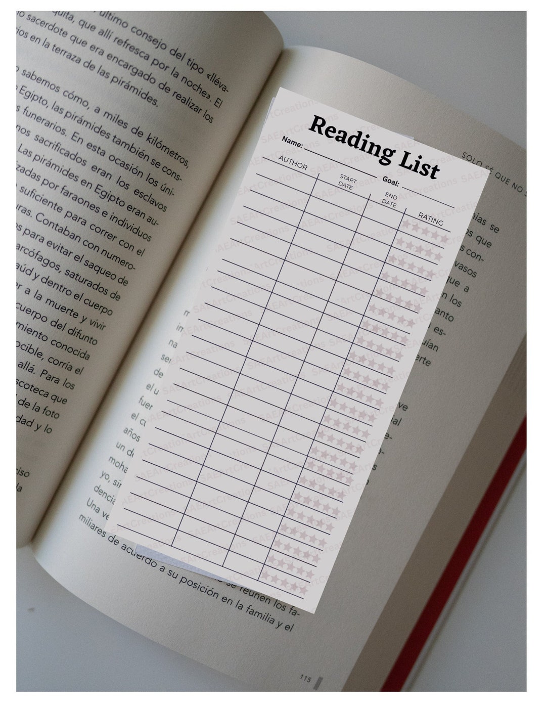 Library Card Bookmark Reading Log Star Rating Bookmark - Etsy