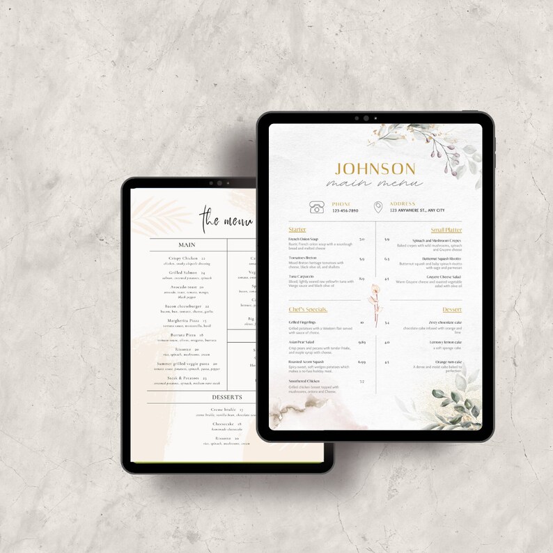 Printable Restaurant Menu Template Wedding Menu Template - Etsy