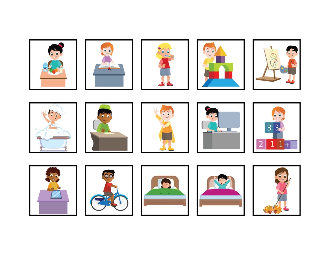 Kids Daily Responsibilities Chart Visual Morning/evening Checklist ...