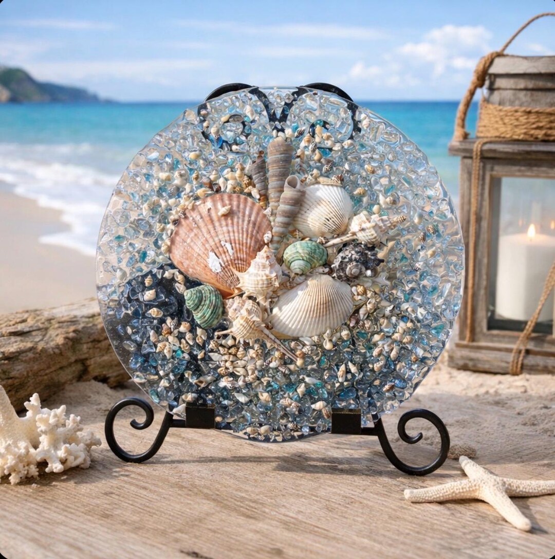 Seaglass Seashell Suncatcher: Coastal Ocean Art Decor - Etsy