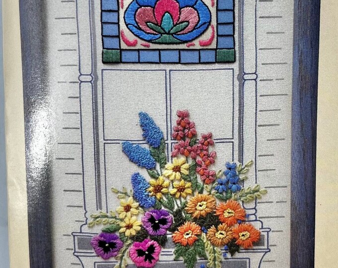 Vintage Victorian Window Box Embroidery Kit, 1980s Creative Circle ...