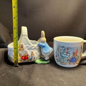 Vintage M.W. Reutter Porcelain Peter Rabbit Basket, Little Grey Rabbit ...