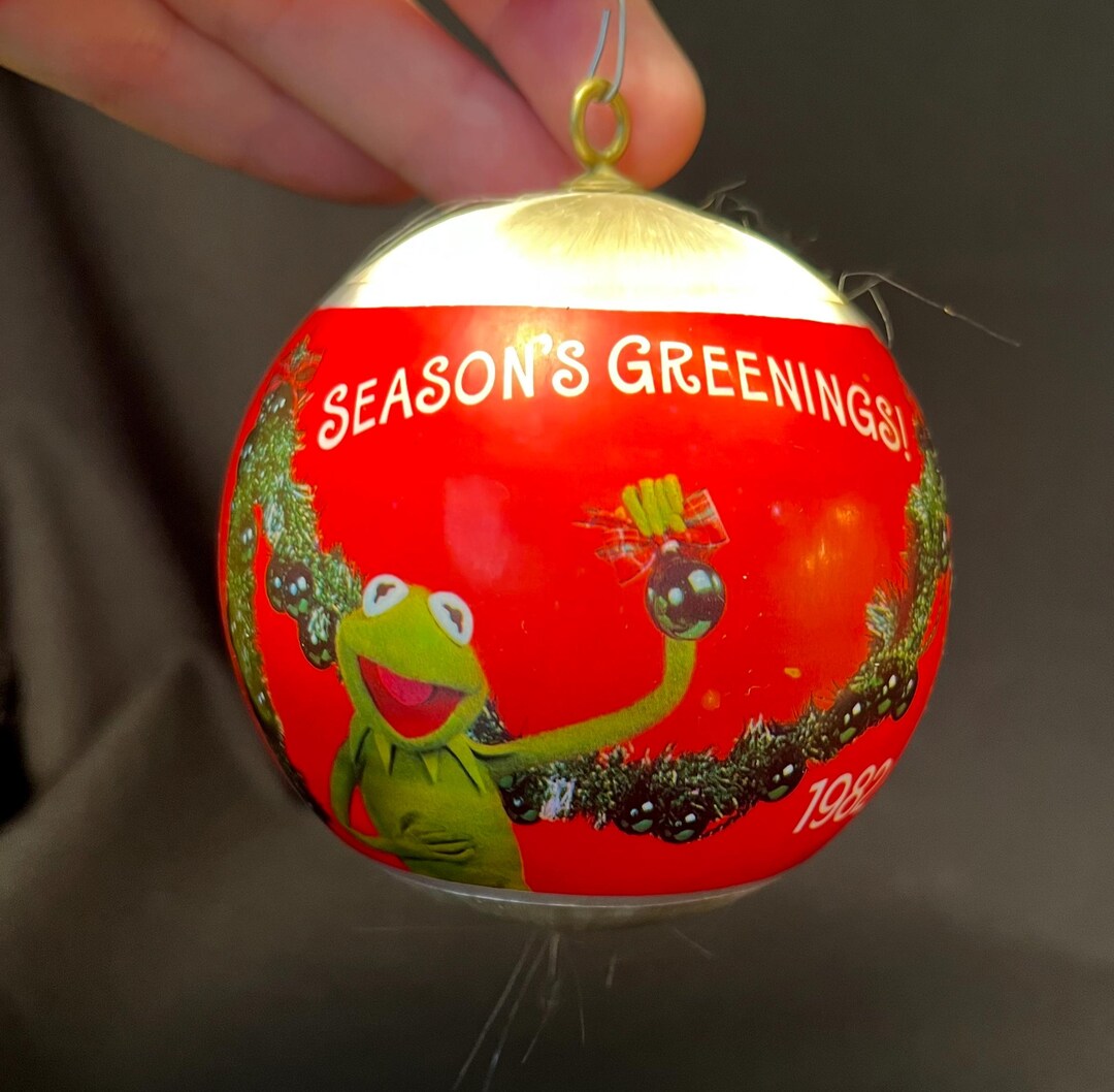 Hallmark Muppets Christmas Ornament 1982 Satin Ball Kermit Miss Piggy ...