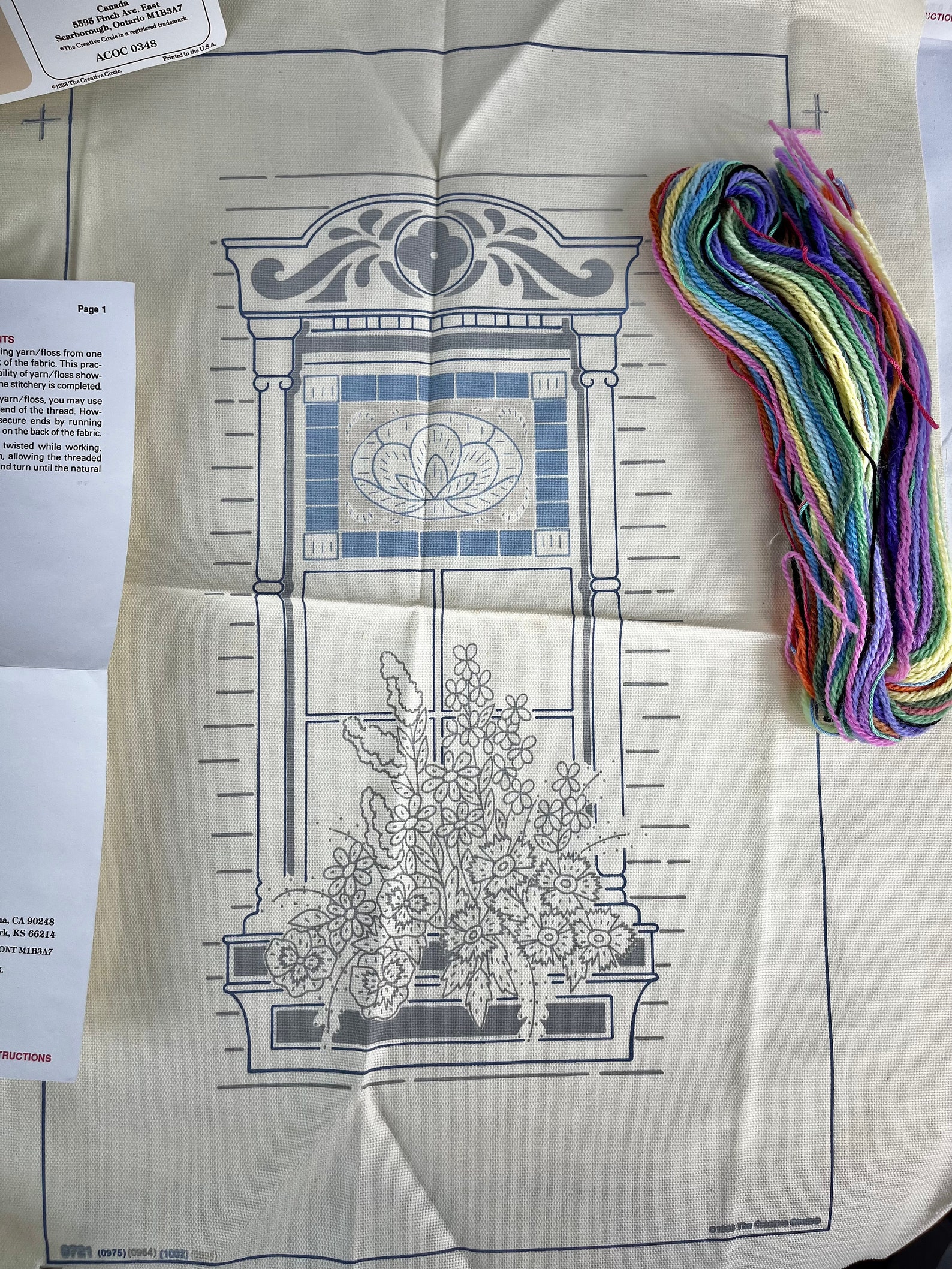 Vintage Victorian Window Box Embroidery Kit, 1980s Creative Circle ...