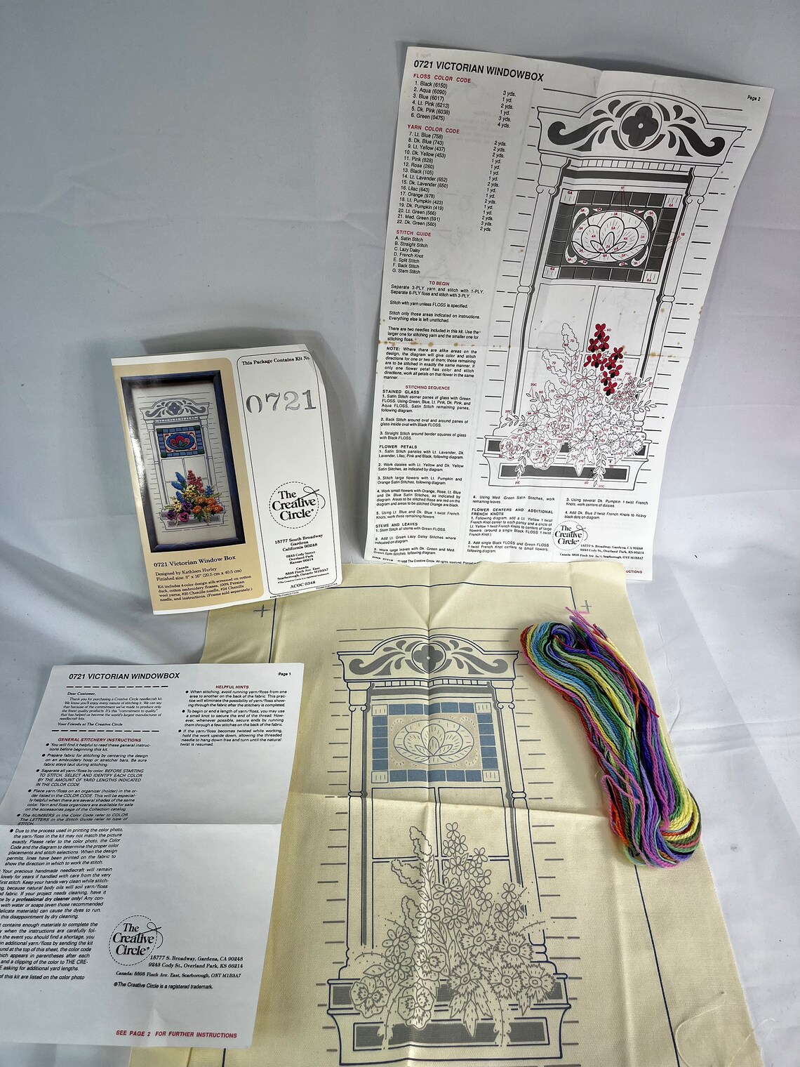 Vintage Victorian Window Box Embroidery Kit, 1980s Creative Circle ...