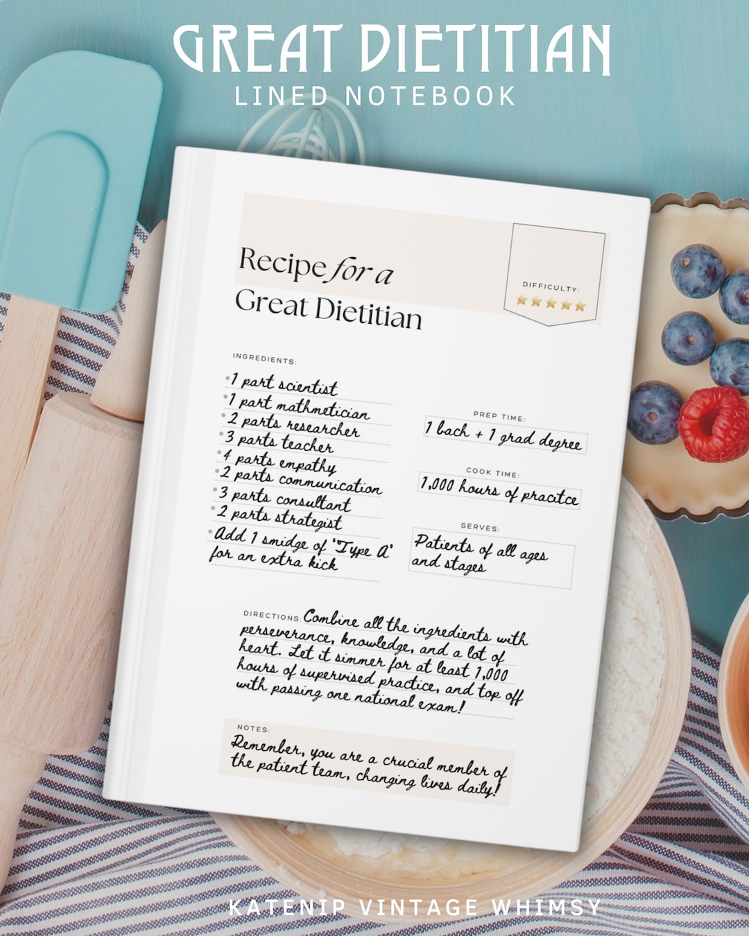 Registered Dietitian Notebook, Dietitian Class Notes, RD Graduation ...