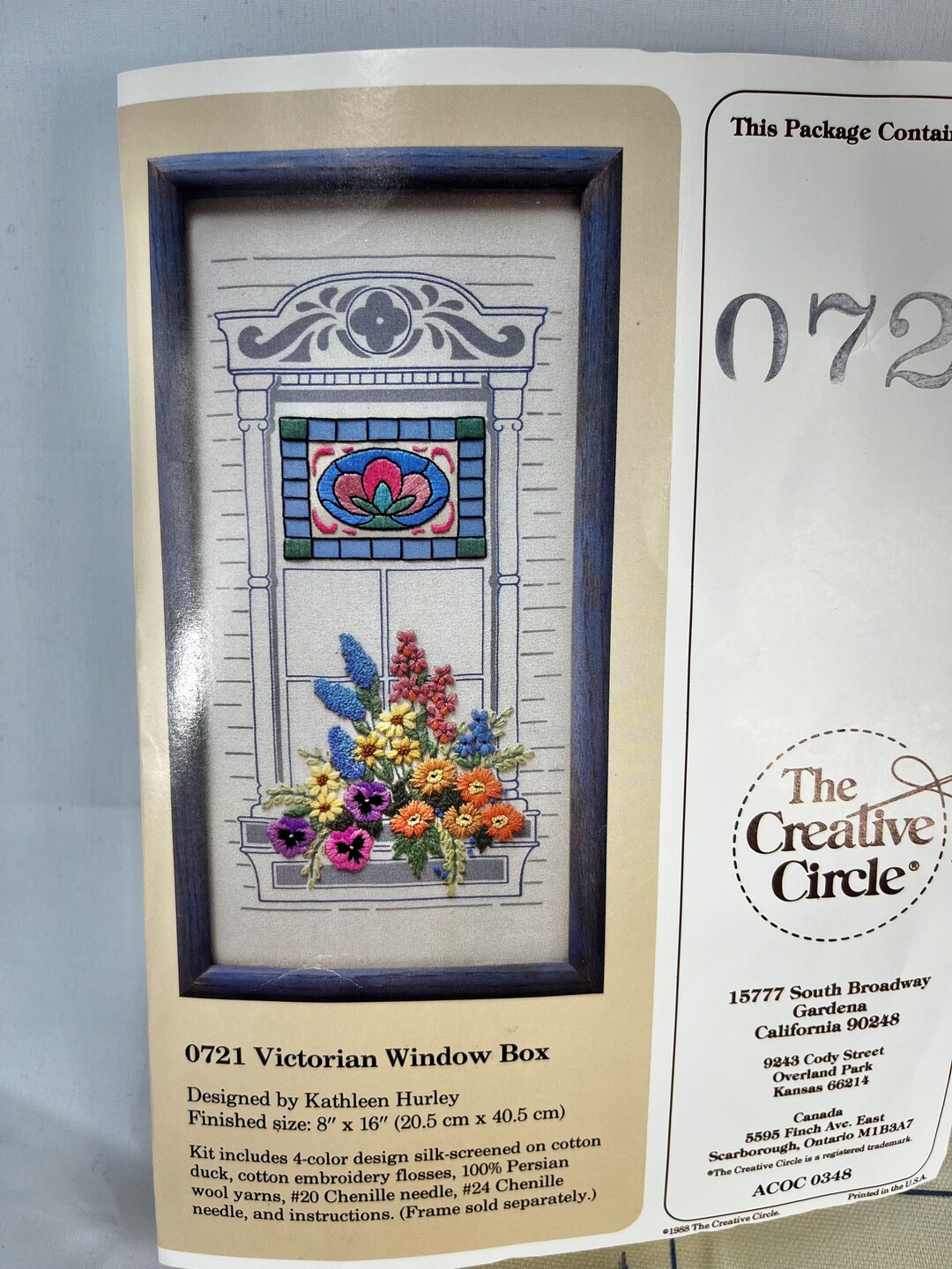 Vintage Victorian Window Box Embroidery Kit, 1980s Creative Circle ...