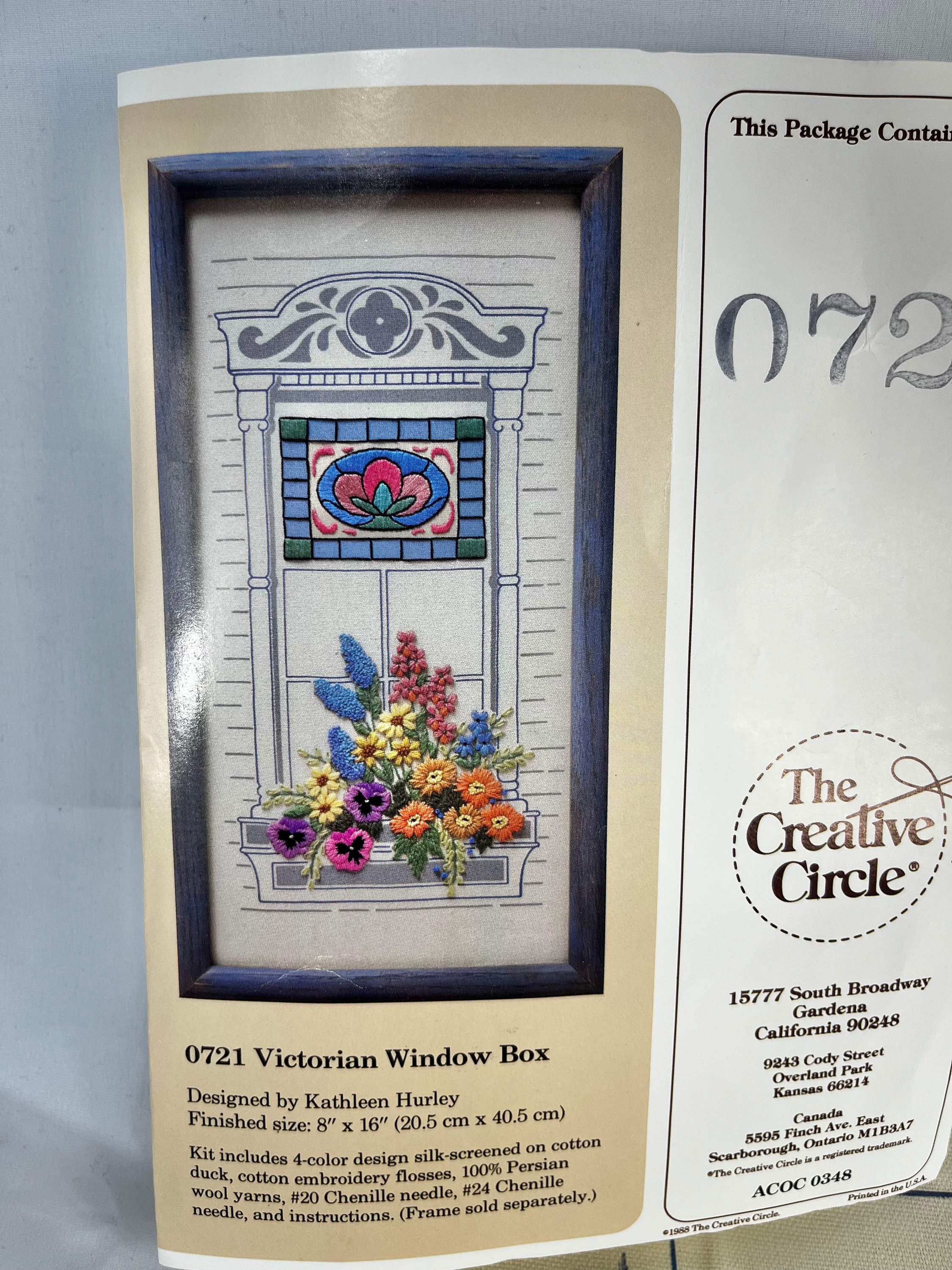 Vintage Victorian Window Box Embroidery Kit, 1980s Creative Circle ...