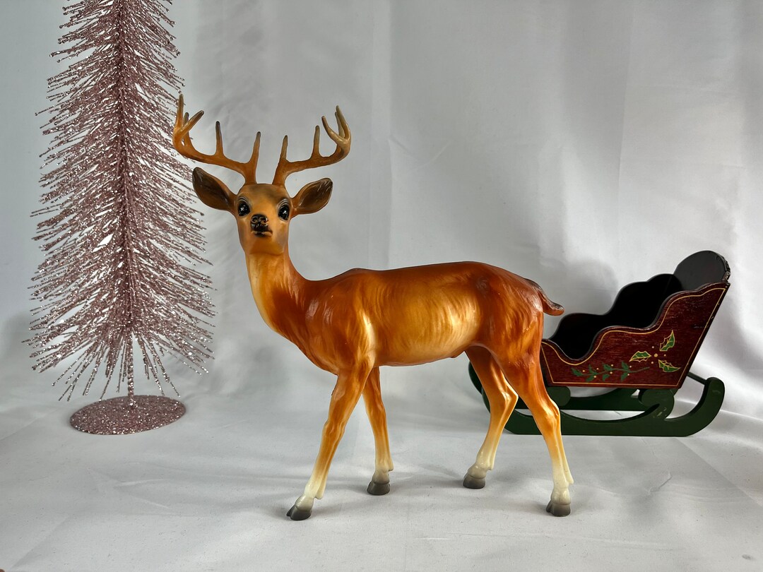 Large Vintage Buck Christmas Decoration, Kitschy Christmas Deer With ...