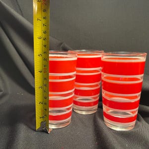Vintage Hazel Atlas Red Striped Glass, Set of Three Mod Drinking ...
