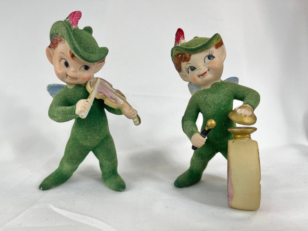 Rare Vintage Green Fairy Duo, Hand Painted Lenwile Ardalt Ceramic ...