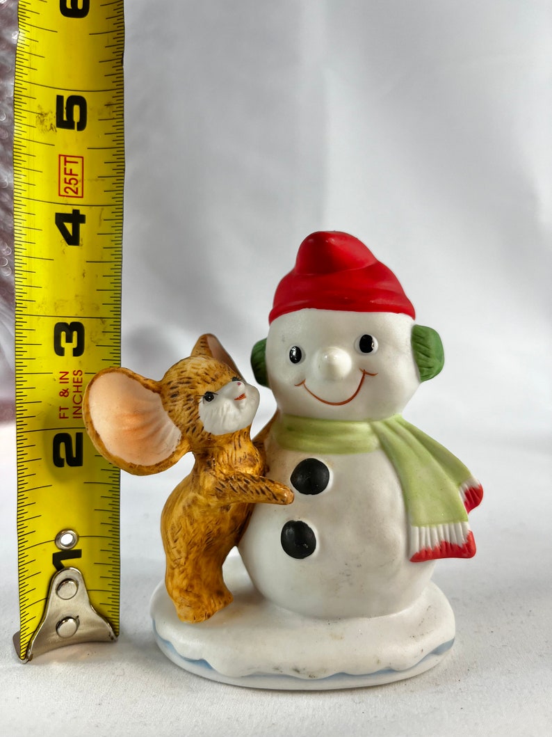 Vintage HOMCO Mouse and Snowman Figurine, Collectible Snowman and Mouse ...