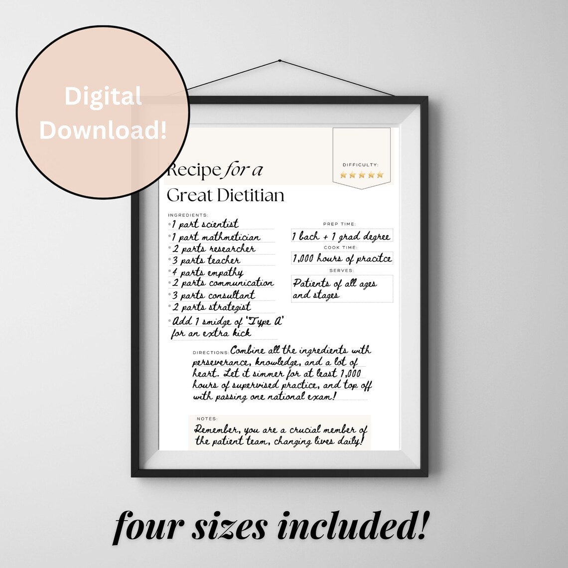 Printable Dietitian Appreciation Poster, Last Minute RD Graduation Gift ...