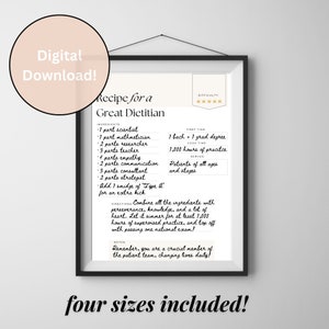 Printable Dietitian Appreciation Poster, Last Minute RD Graduation Gift ...