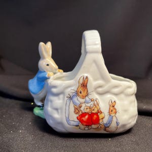 Vintage M.W. Reutter Porcelain Peter Rabbit Basket, Little Grey Rabbit ...