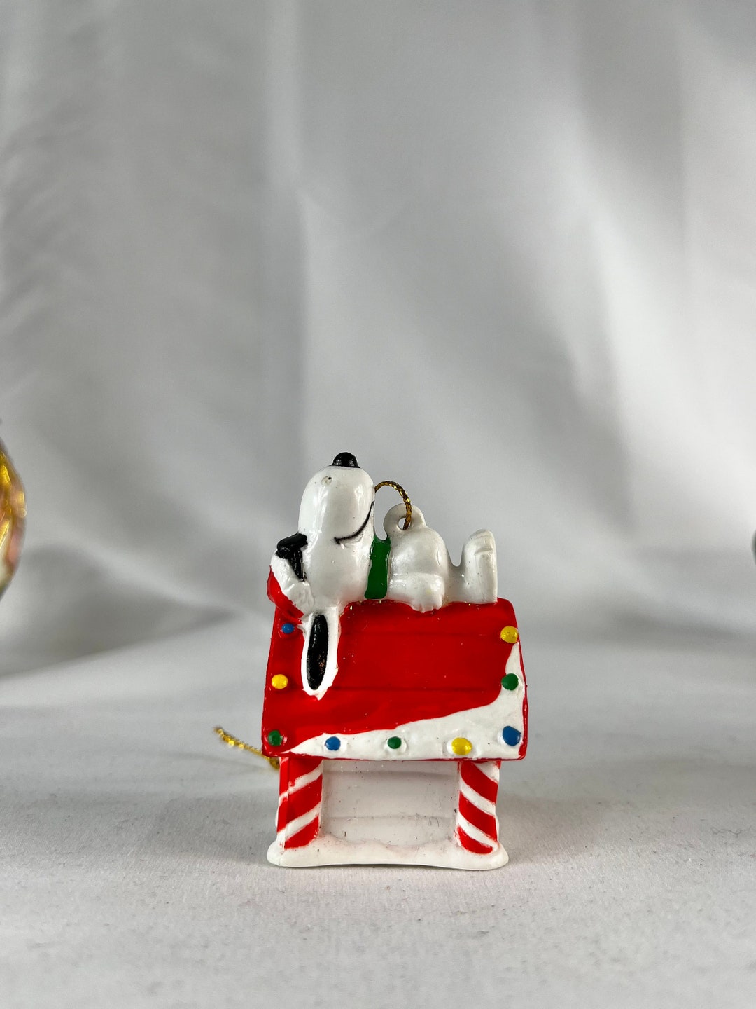 Vintage Snoopy and Woodstock Ornament, Snoopy on Dog House Ornament ...
