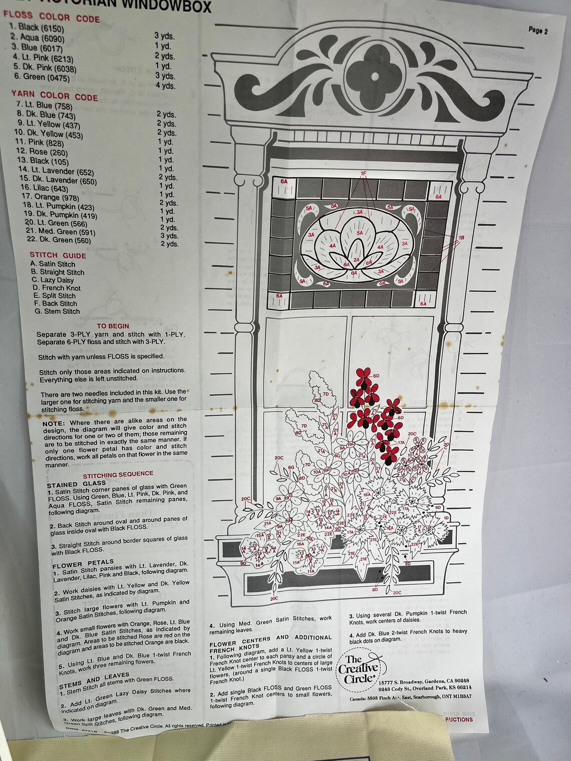 Vintage Victorian Window Box Embroidery Kit, 1980s Creative Circle ...