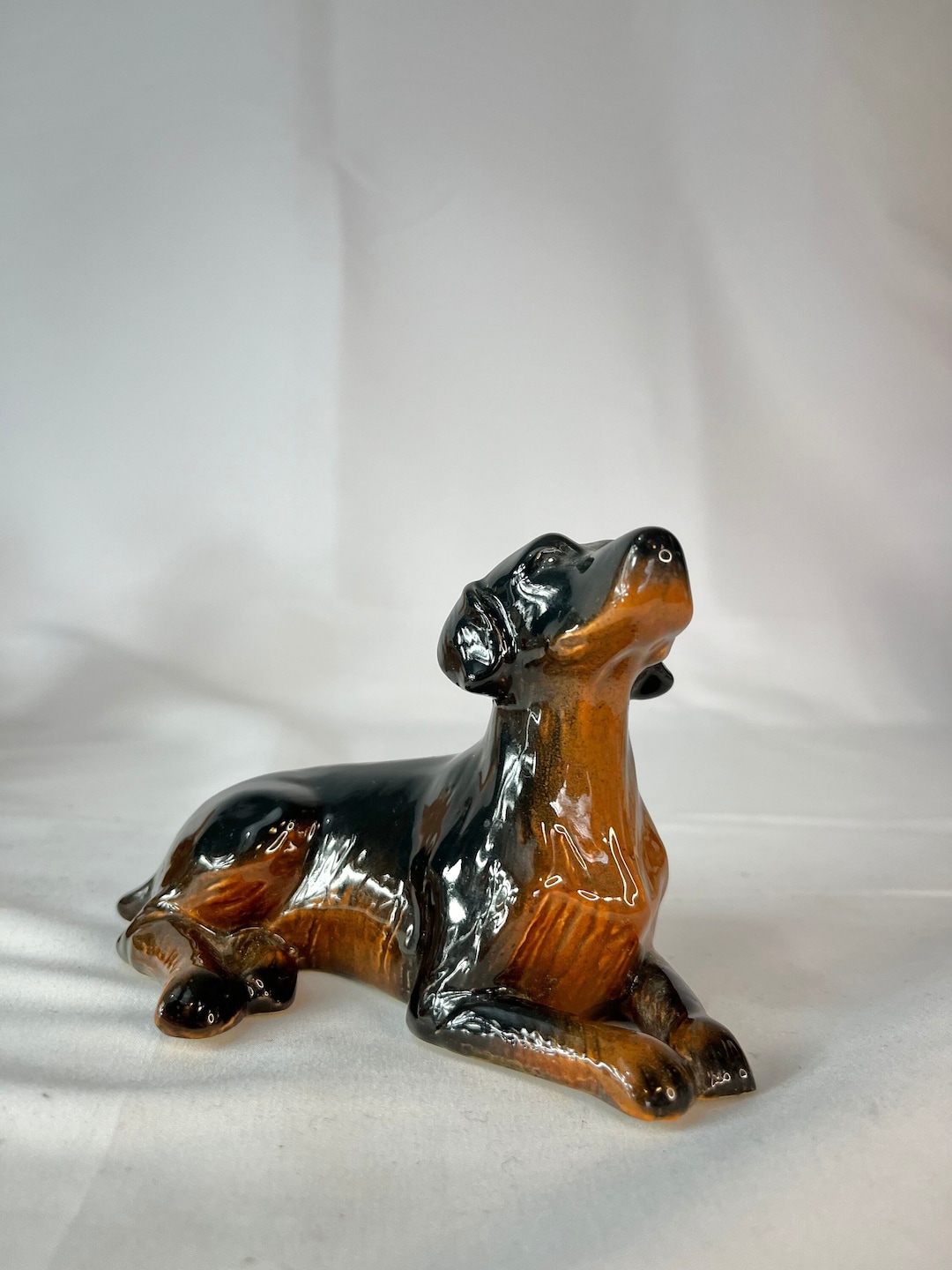 Vintage Ceramic Dog Figurine, Adorable Dog Gift Brown Dachshund Puppy ...