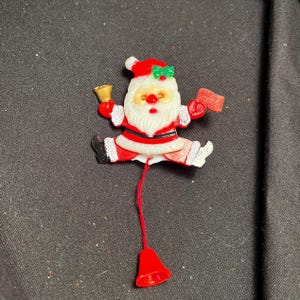 Vintage Christmas Pin, Fun Jumping Santa Holiday Brooch, Poinsettia Pin ...