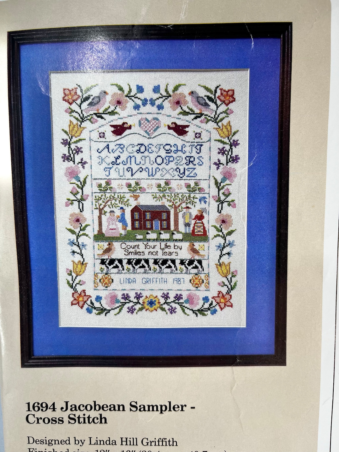 Vintage Jacobean Sampler Cross Stitch Kit, 1980s Creative Circle ...