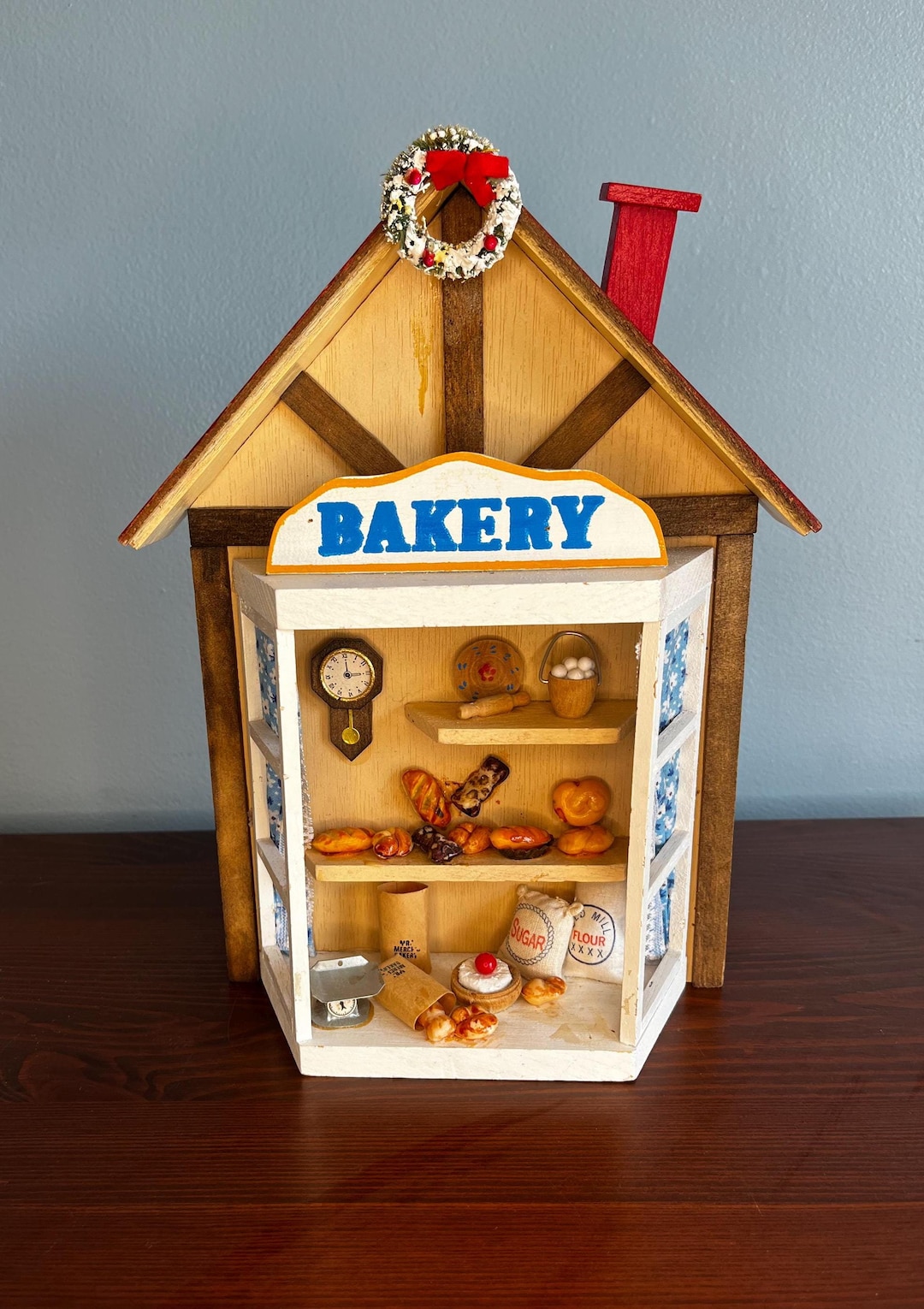Vintage Miniature Bakery, Handmade Christmas Bakery, Hobbyist Miniature ...