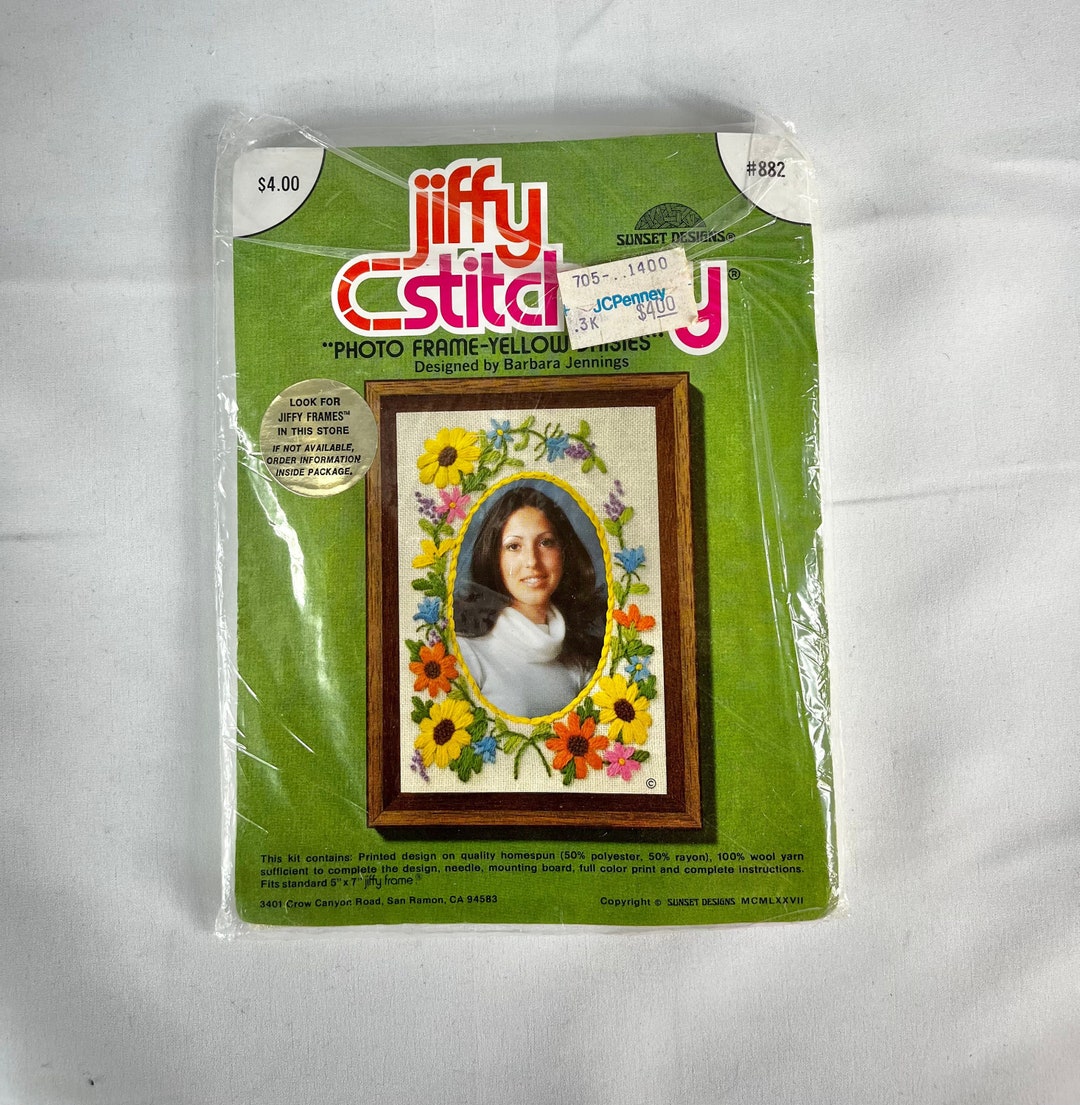 Flower Photo Frame Embroidery Kit, DIY Flower Embroidery Kit, Jiffy ...