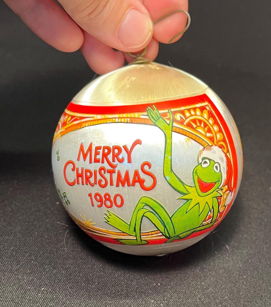 Hallmark Muppets Christmas Ornament 1980 Satin Ball Kermit Miss Piggy ...