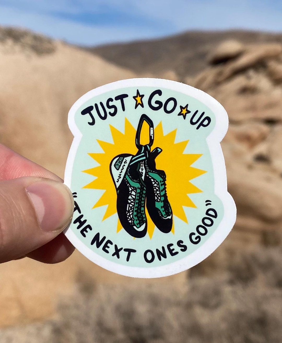 Bouldering Sticker: Rock Climbing Shoes, 'just Go Up' - 3 Inch - Etsy