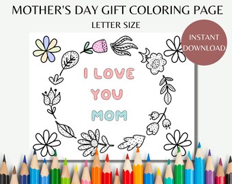 Printable Mother's Day Coloring Page for Kids, Cute Animals Mother's ...