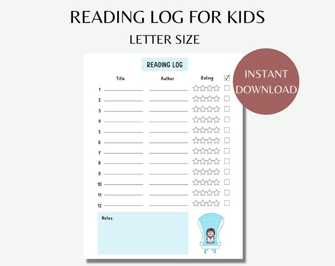 Reading Log Bundle for Kids, Printable Child Book Tracker, Reading ...