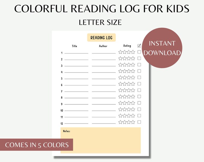 Reading Log Bundle for Kids, Printable Child Book Tracker, Reading ...