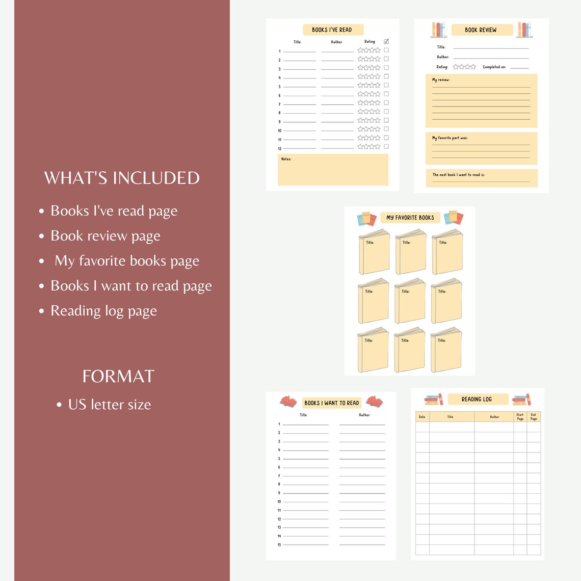 Reading Log Bundle for Kids, Printable Child Book Tracker, Reading ...