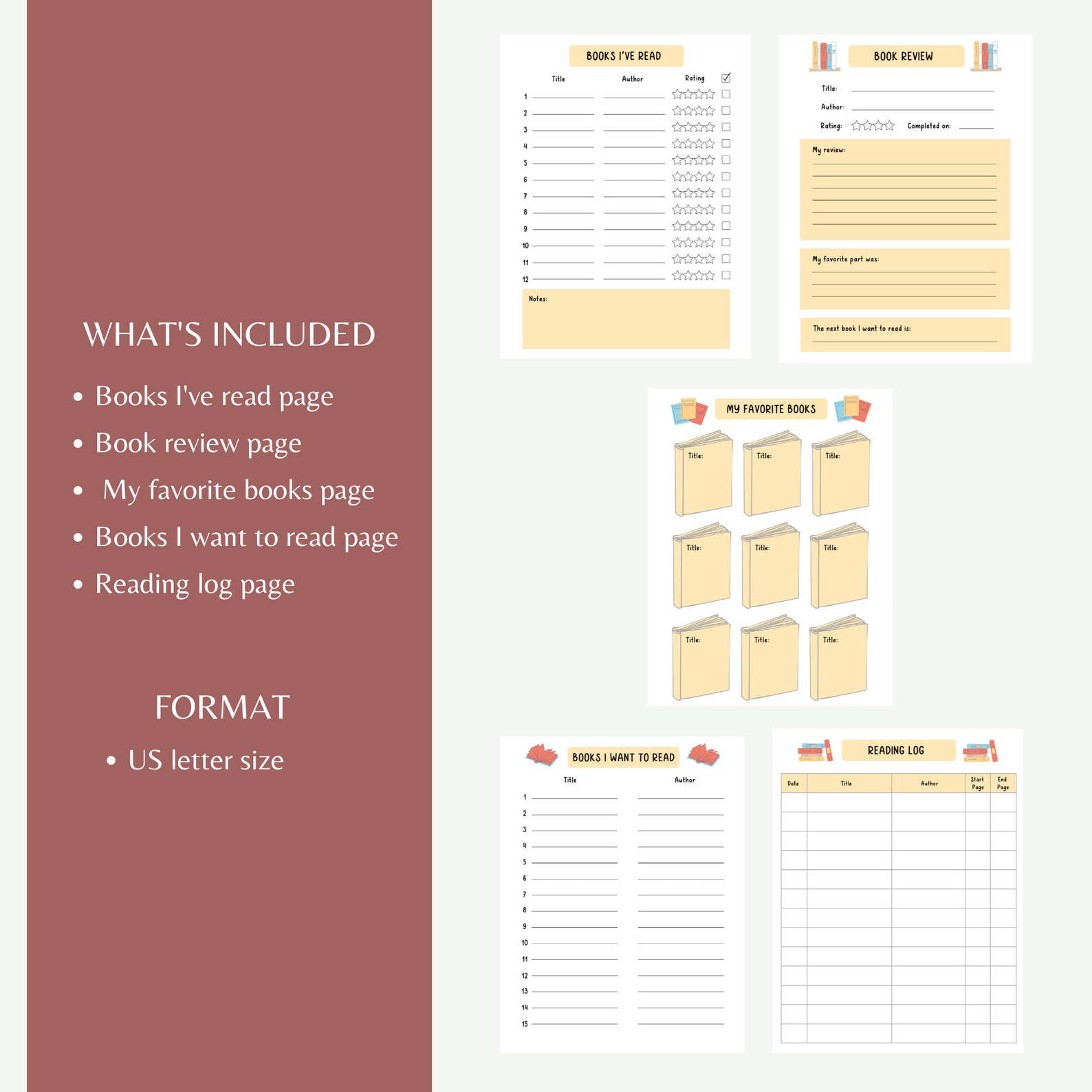 Reading Log Bundle for Kids, Printable Child Book Tracker, Reading ...