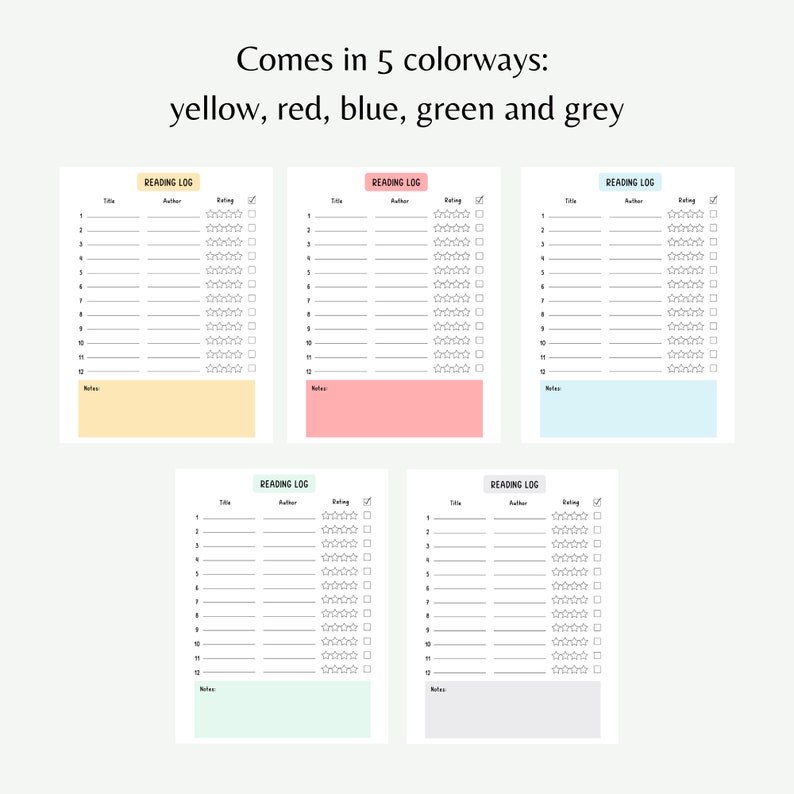 Colorful Reading Log Template for Kids, Printable Child Book Tracker ...