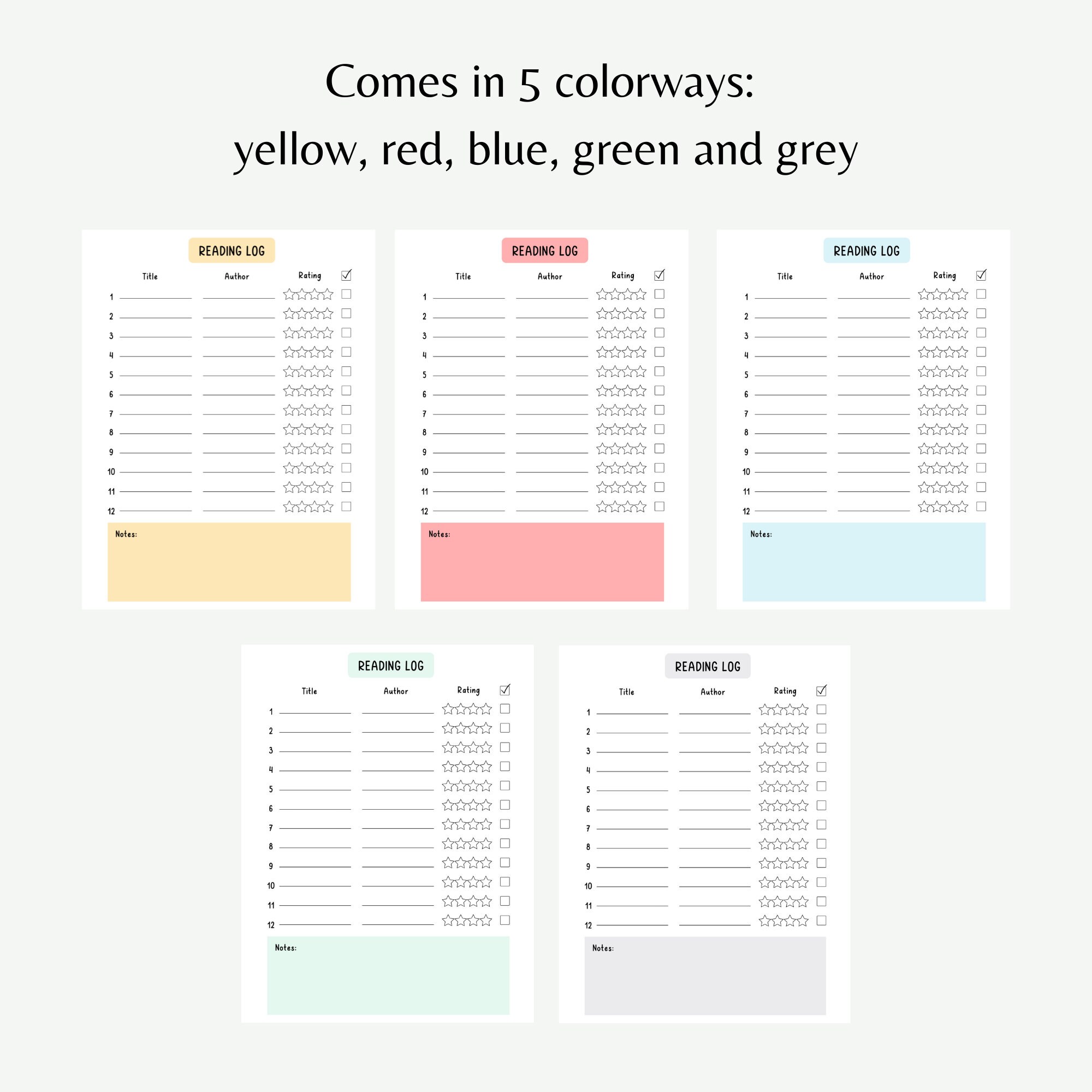 Colorful Reading Log Template for Kids, Printable Child Book Tracker ...