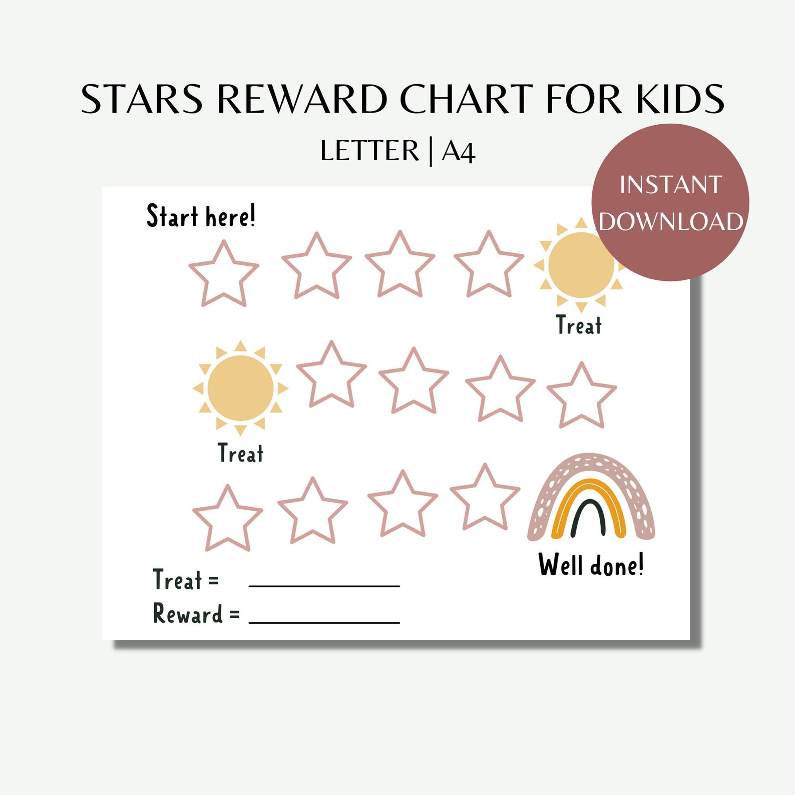 Stars Reward Chart for Kids Potty Training Printable | Etsy